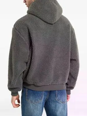KARL KANI Teddy-texture Logo Hoodie - Grey