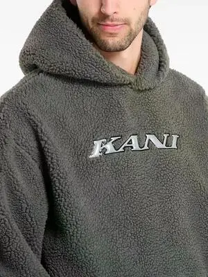 KARL KANI Teddy-texture Logo Hoodie - Grey