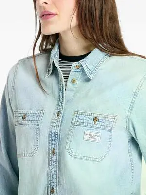 Guess Denim Shirt With Logo Patch
