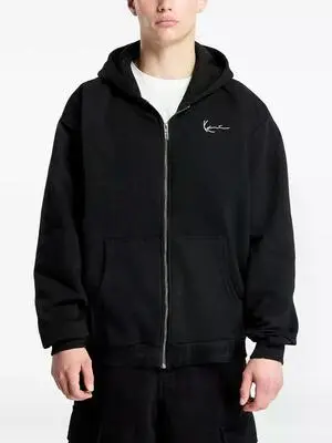 KARL KANI Logo-embroidered Zip-up Hoodie - Black