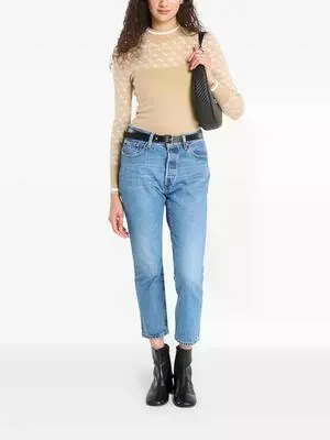 Guess Monogram-pattern Mock-neck Top - Neutrals