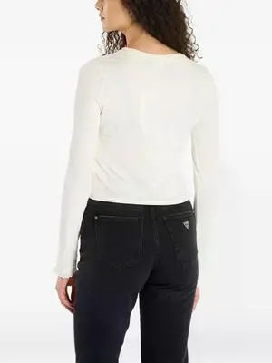 Guess Graphic-print Lace-trim T-shirt