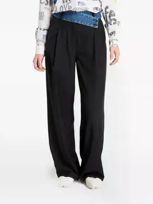 Desigual Pleated Trousers With Denim Waistband - Black