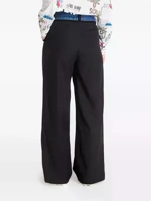 Desigual Pleated Trousers With Denim Waistband - Black