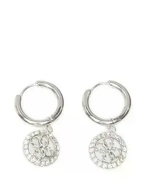 Guess Life In 4g Crystal-embellished Hoop Earrings - Silver