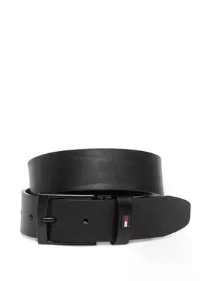 Tommy Hilfiger Logo Plaque Buckled Belt - Black
