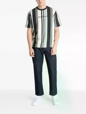 Guess Vertical-stripe Logo-embroidered T-shirt