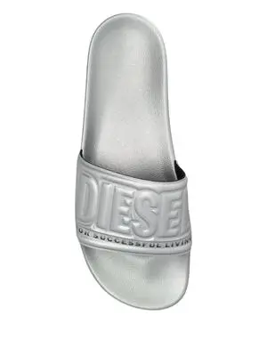 DIESEL® Embossed Logo Slides - Silver