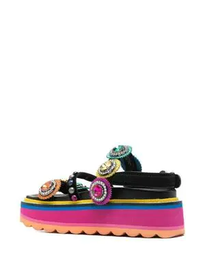 Kurt Geiger Octavia Crystal-embellished Platform Sandals - Black