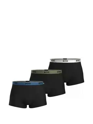 BOSS Three-pack Of Stretch-cotton Trunks With Logo Waistbands - Black