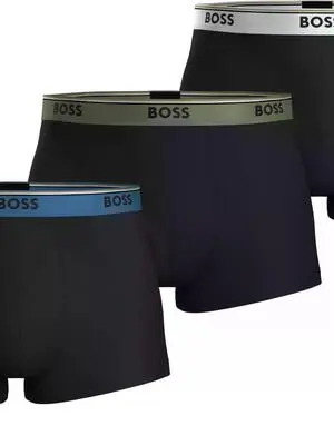 BOSS Three-pack Of Stretch-cotton Trunks With Logo Waistbands - Black