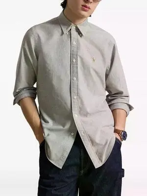 Polo Ralph Lauren Logo Embroidered Oxford Shirt - Grey