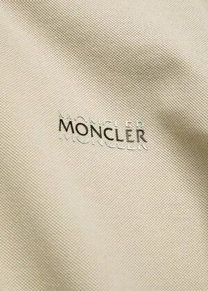 Moncler Logo-print Cotton Polo Shirt - Beige