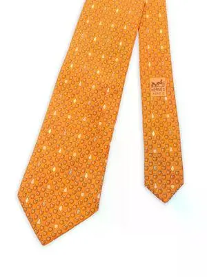 Hermès 1910s Fruit Pattern Neck Tie - Orange