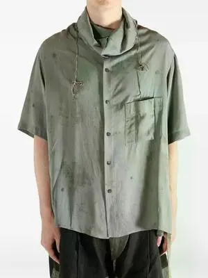 ZIGGY CHEN Distressed Cowl-neck Shirt