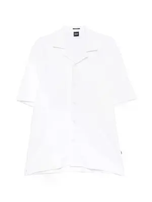BOSS Ribbed-knit Short-sleeve Shirt - White