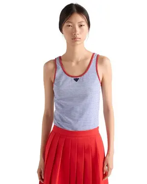 Prada Striped Cotton Jersey Tank Top