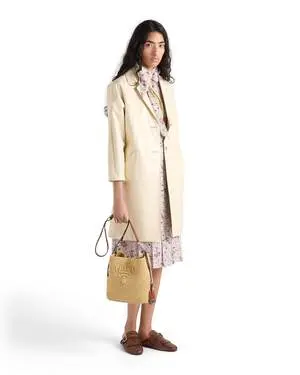 Prada Small Crochet And Leather Bucket Bag