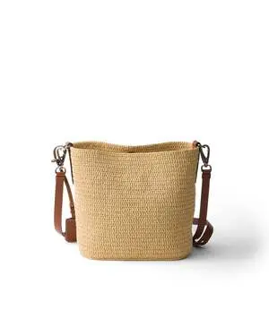 Prada Small Crochet And Leather Bucket Bag