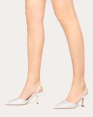 Rodo Assia 80 Embellished Satin Slingbacks - Blue
