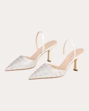 Rodo Assia 80 Embellished Satin Slingbacks - Blue