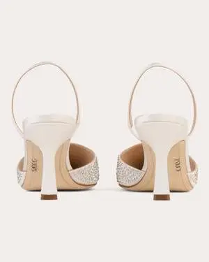 Rodo Assia 80 Embellished Satin Slingbacks - Blue