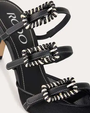 Rodo Paige 55 Mesh Leather Mule - Black