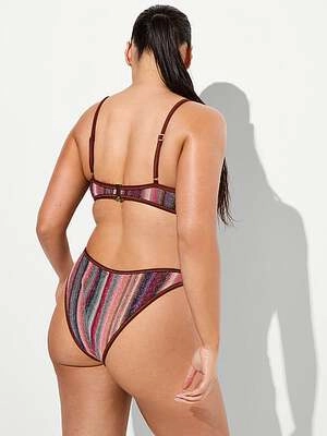 Victoria's Secret Shimmer Stripe Knit Brazilian Bikini Bottom - Print