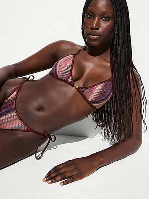 Victoria's Secret Shimmer Stripe Knit Triangle Bikini Top