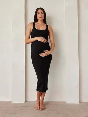 Victoria's Secret Sculpting Rib Tank Midi Dress - Black