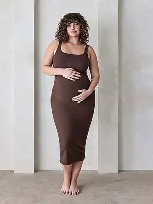 Victoria's Secret Sculpting Rib Tank Midi Dress - Brown