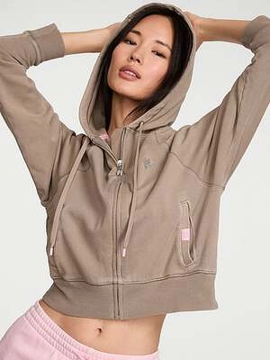 Victoria's Secret Terry Crop Hoodie - Beige