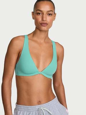 Victoria's Secret Vsx Elevate™ Triangle Plunge Front-close Sports Bra - Blue
