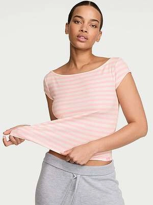 Victoria's Secret Angel Essentials Vs Iconic Rib Boatneck Tee - Print