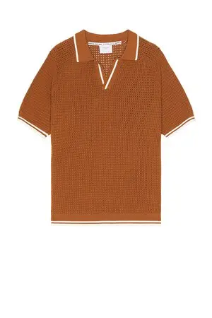 PERCIVAL Casa Martini Knitted Tennis Polo - Brown