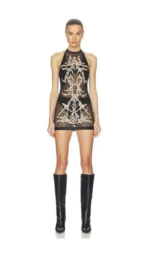 HAELO Feather Lace Mini Dress - Black