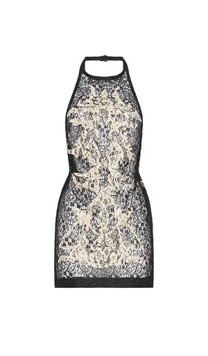 HAELO Feather Lace Mini Dress - Black