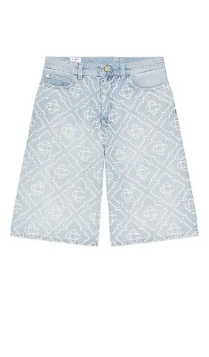 Casablanca Pearl Embellished Denim Shorts - Blue