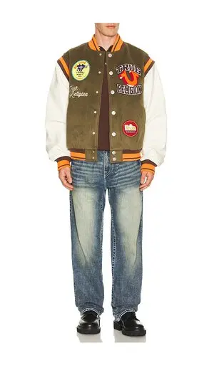 True Religion Garden Logo Retro Varsity Jacket