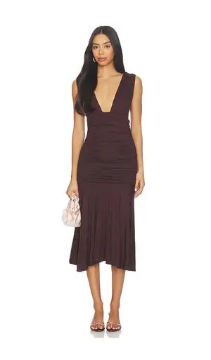 AMELIE TEJE Lina Midi Dress - Chocolate