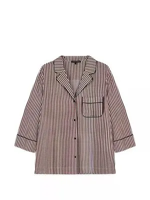 Love Stories Striped Pajama Shirt - Brown