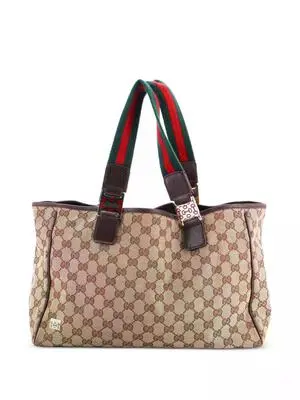 Gucci Web Handle Buckle Gg Canvas Large Tote Bag