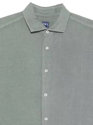 Fedeli Slub-texture Long-sleeve Shirt - Green