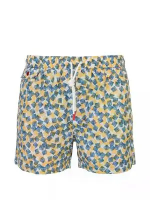 Kiton Geometric-print Swim Shorts - Blue