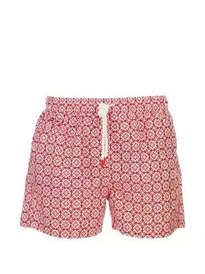 Kiton Floral Print Swim Shorts - Red