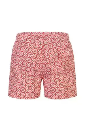 Kiton Floral Print Swim Shorts - Red