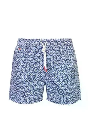 Kiton Floral-print Swim Shorts - Blue