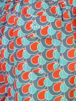 Kiton Geometric-print Swim Shorts - Blue