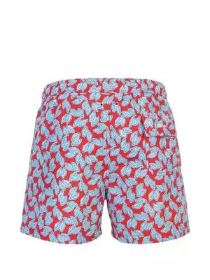 Kiton Geometric-print Drawstring Swim Shorts - Red