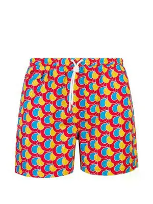 Kiton Geometric-Print Swim Shorts Red
